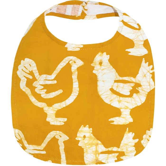 Fair Trade Bib: Chickens - Gold-Organic